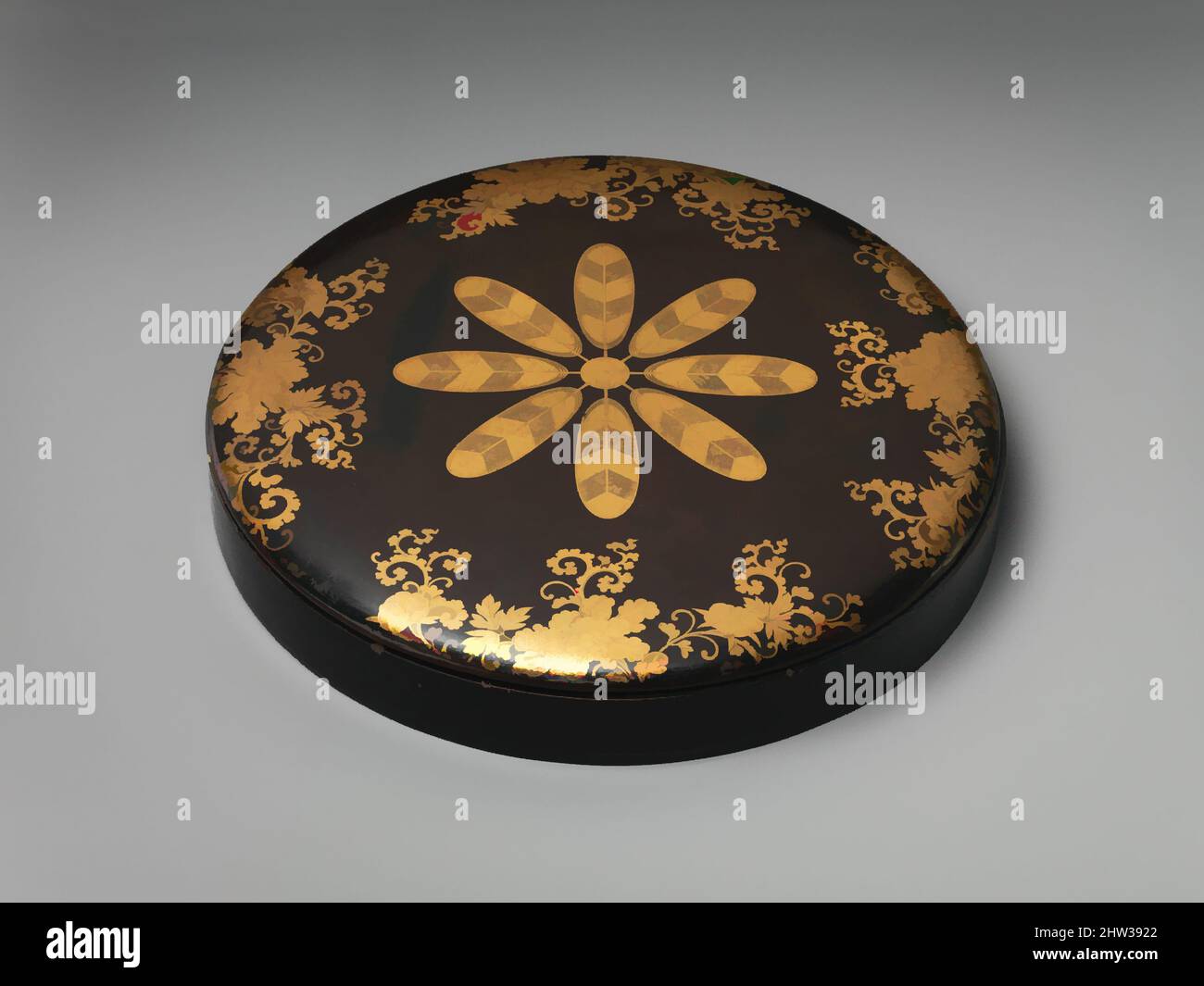 Art inspired by Round Casket with Daimyo Crest of Hawk Feathers and a ...