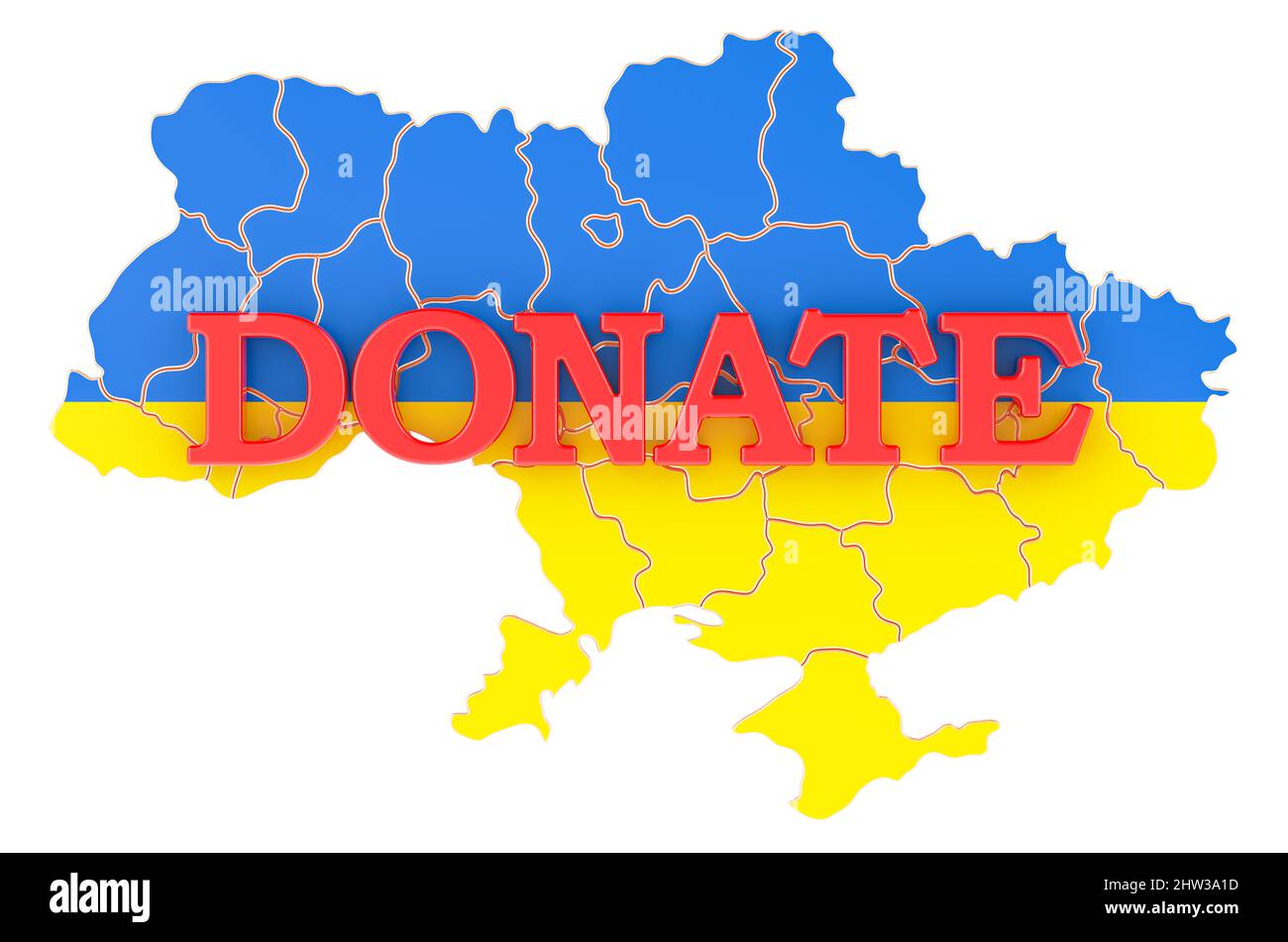 Donate for Ukraine, concept. 3D rendering isolated on white background ...