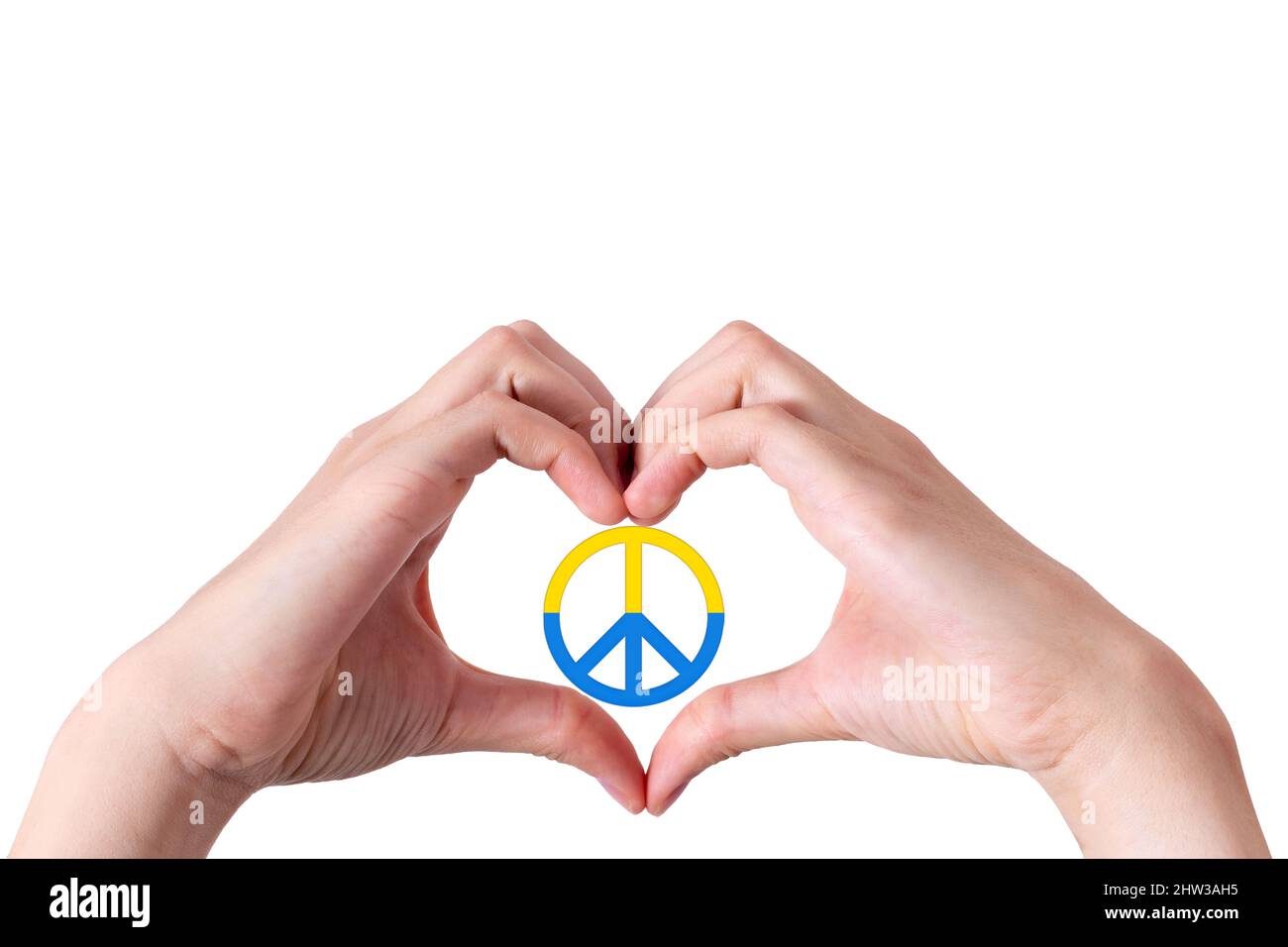Hands showing a heart shape and a peace sign toned in the colors of the ...