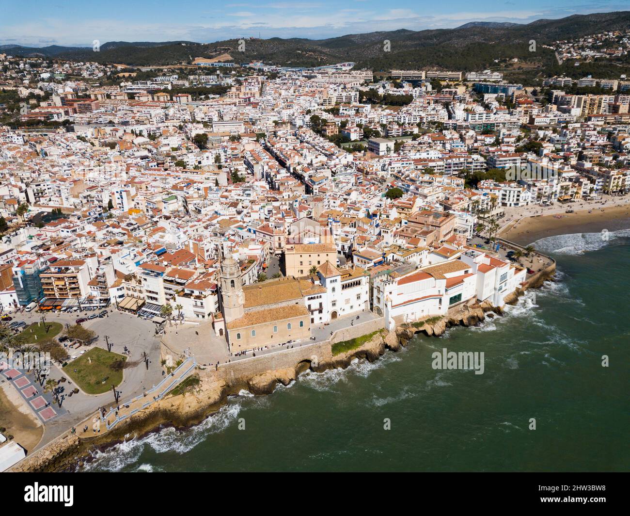 Aerial view of the beautiful town of Sitges in Spain Stock Photo - Alamy