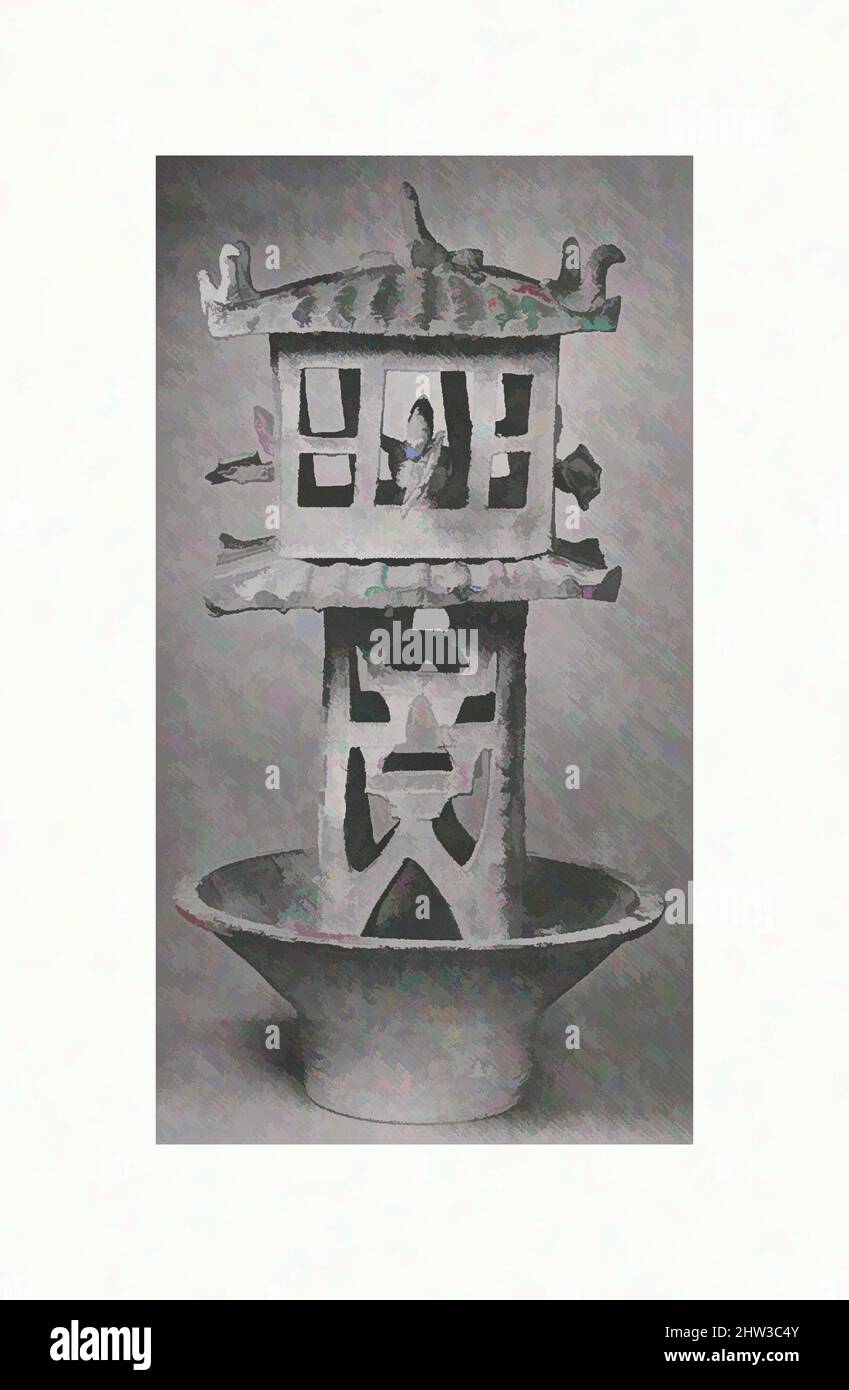 Art inspired by 東漢 鉛綠釉陶明器建築模型（一組）, Watchtower with Four Archers ...