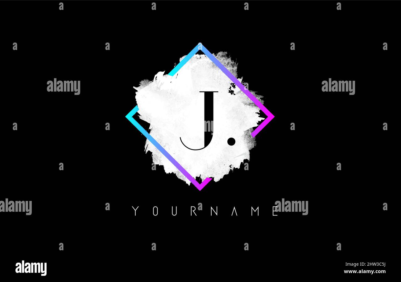 Purple J Letter Logo Design with White Stroke and Gradient Square Frame ...