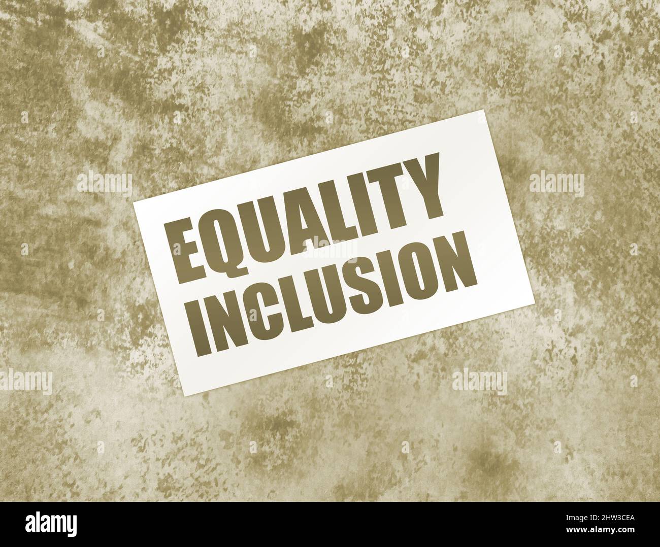 Equality Inclusion words on card on grey background. Business concept ...