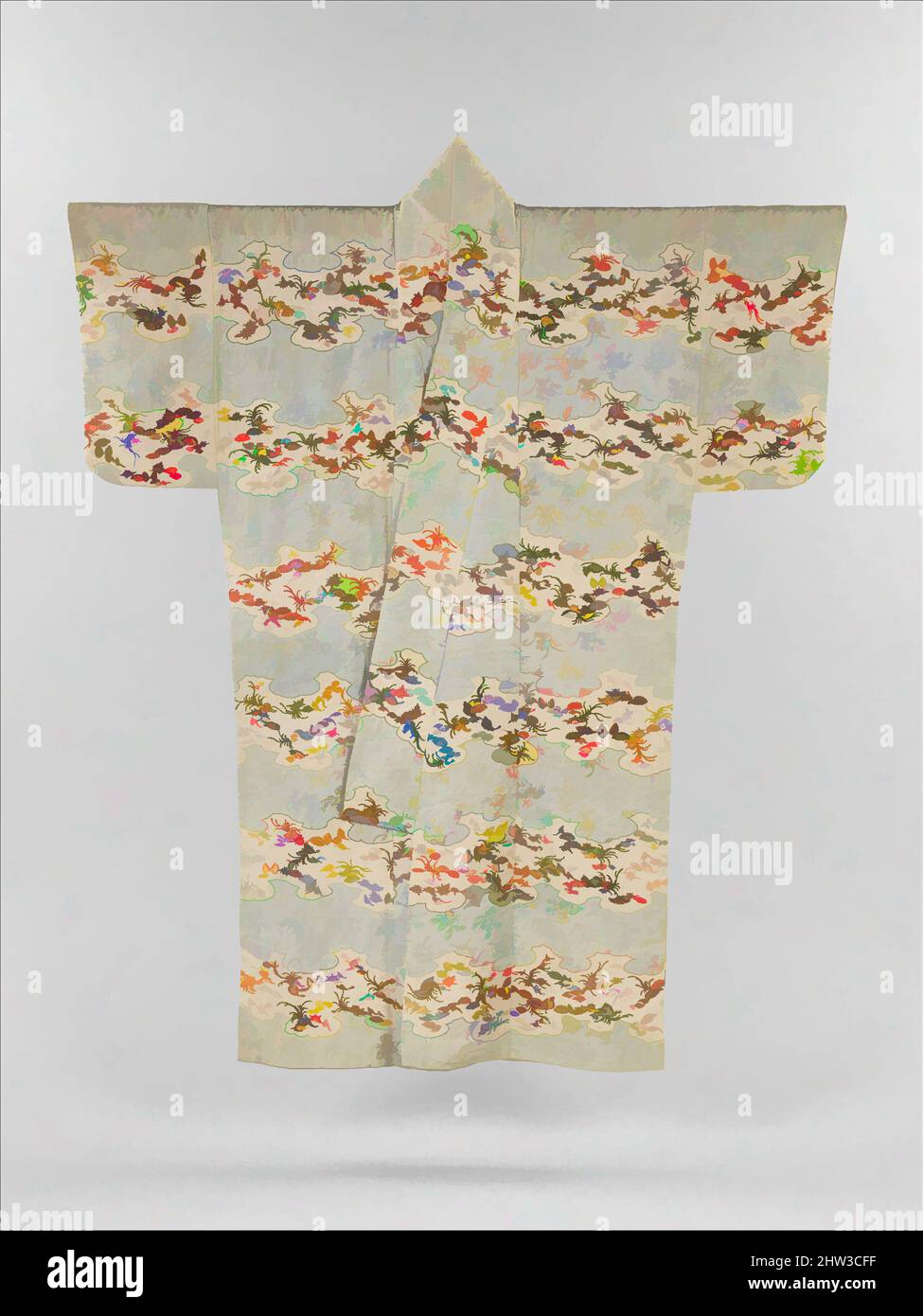 Art inspired by 染分紗綾地蜘蛛海松貝模様小袖, Robe (Kosode) with Shells and Sea ...