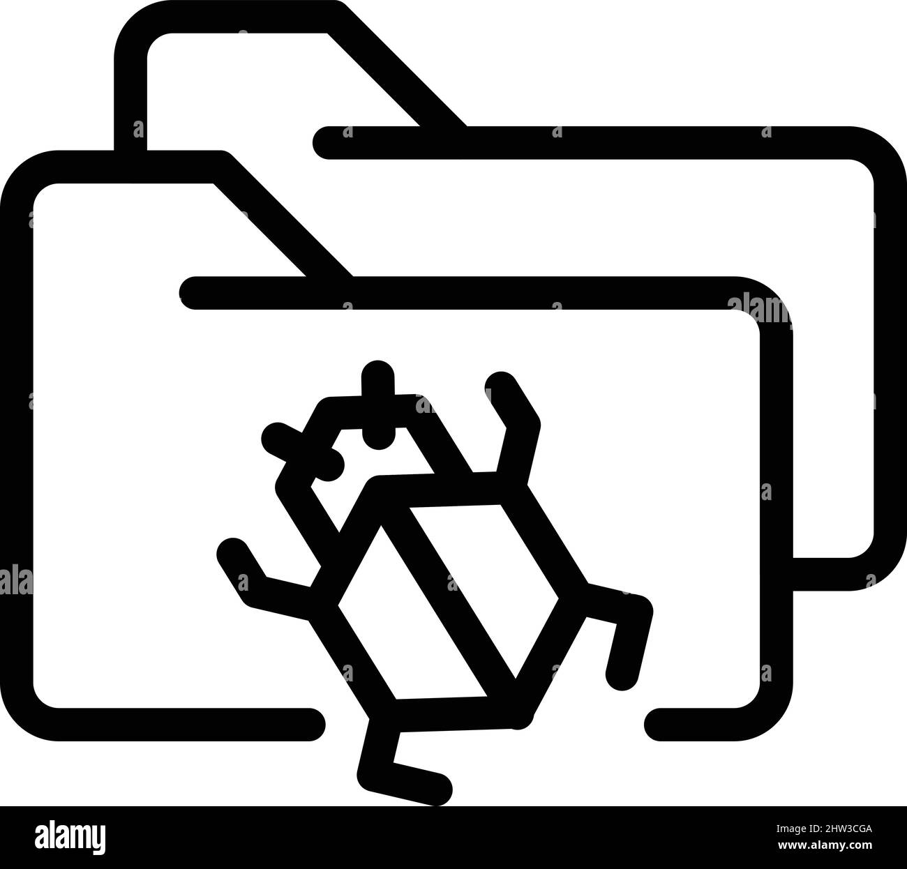 Folder bug icon outline vector. Safety privacy. Login protect Stock ...
