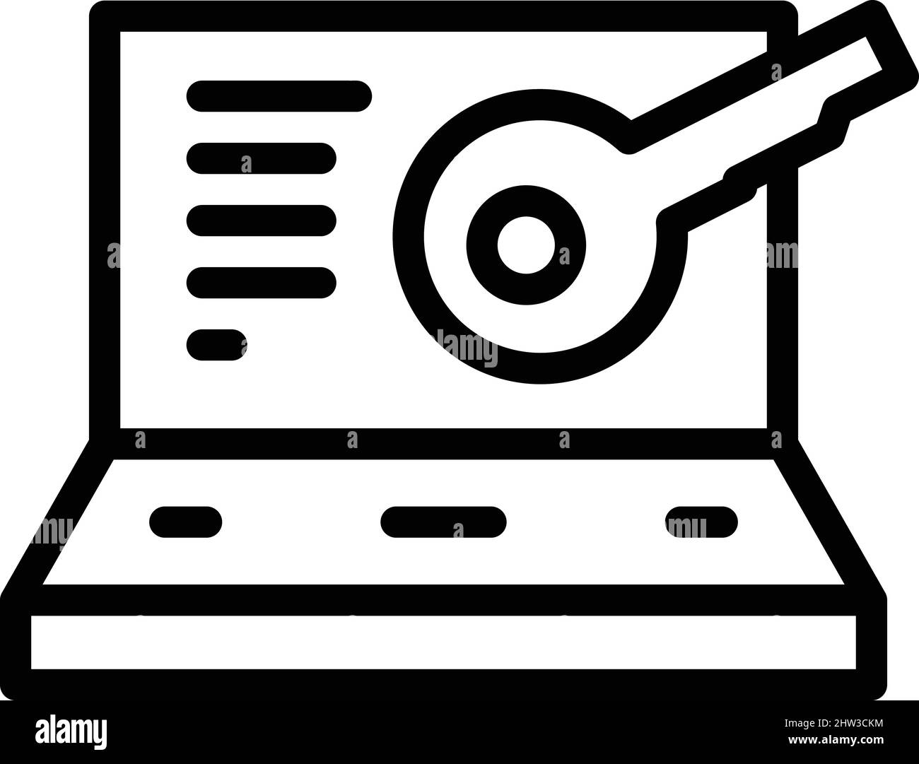 Laptop key login icon outline vector. Data secure. Antivirus safety ...