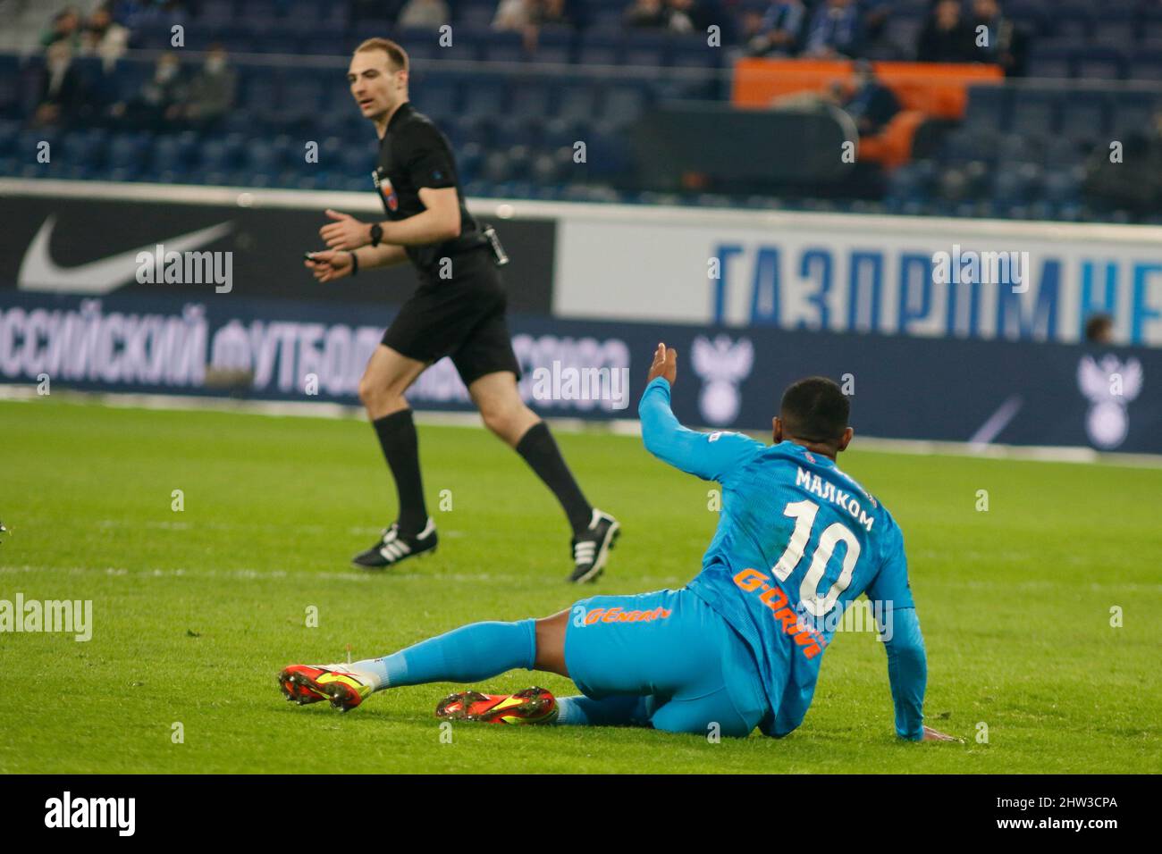 Saint Petersburg, Russia - 3 march 2022: Football. Russian Cup 2021-2022. Zenit Football Club ...
