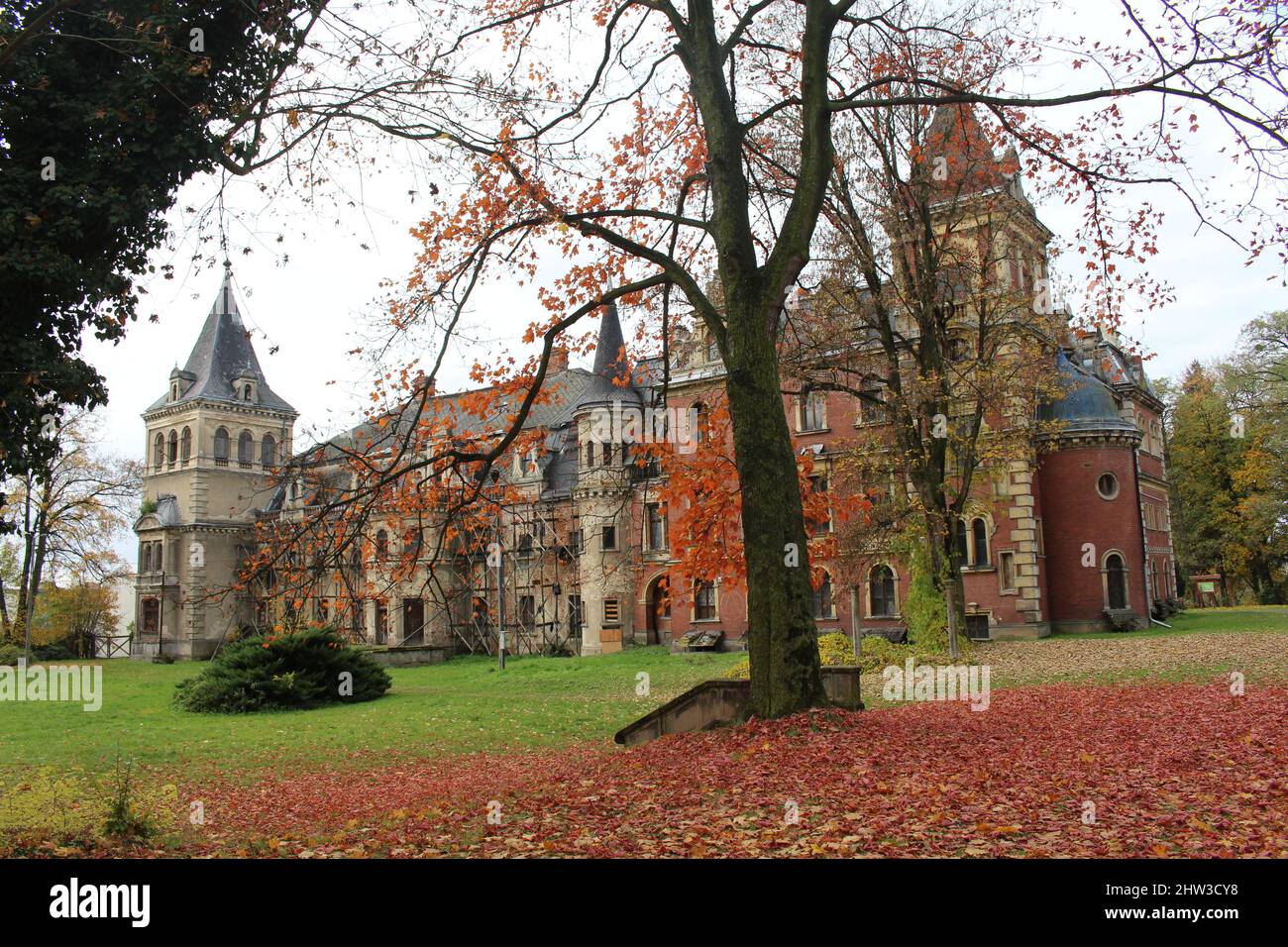 Beautiful view of the ancient colorful buildings in autumn Stock Photo ...
