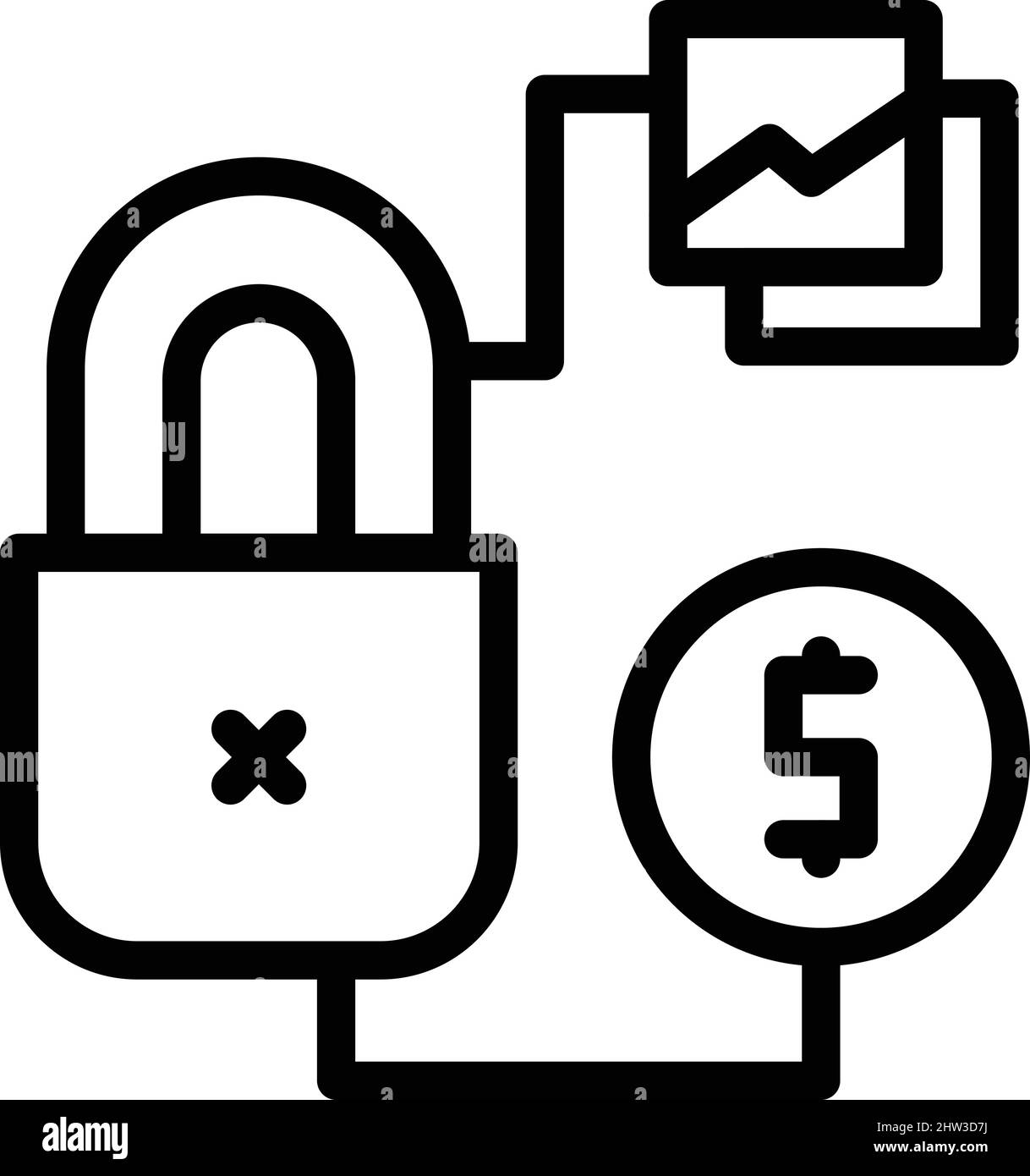 Digital Lock Antivirus Icon Outline Vector Safety Firewall Login Protect Stock Vector Image