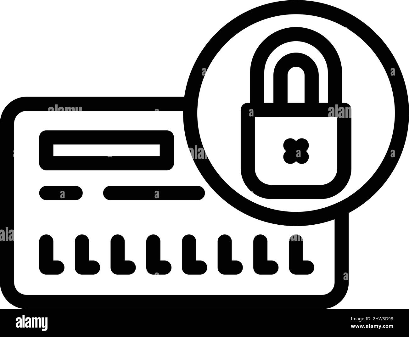 Secured bank card icon outline vector. Data secure. Safety password ...