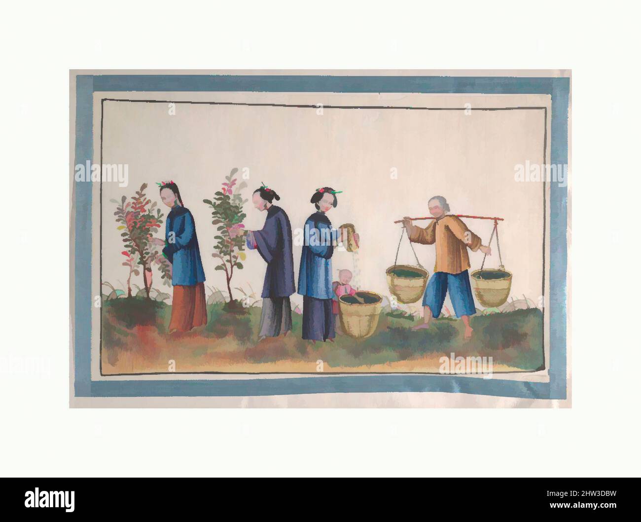 Art Inspired By Album Containing Twelve Paintings Of People Making Silk