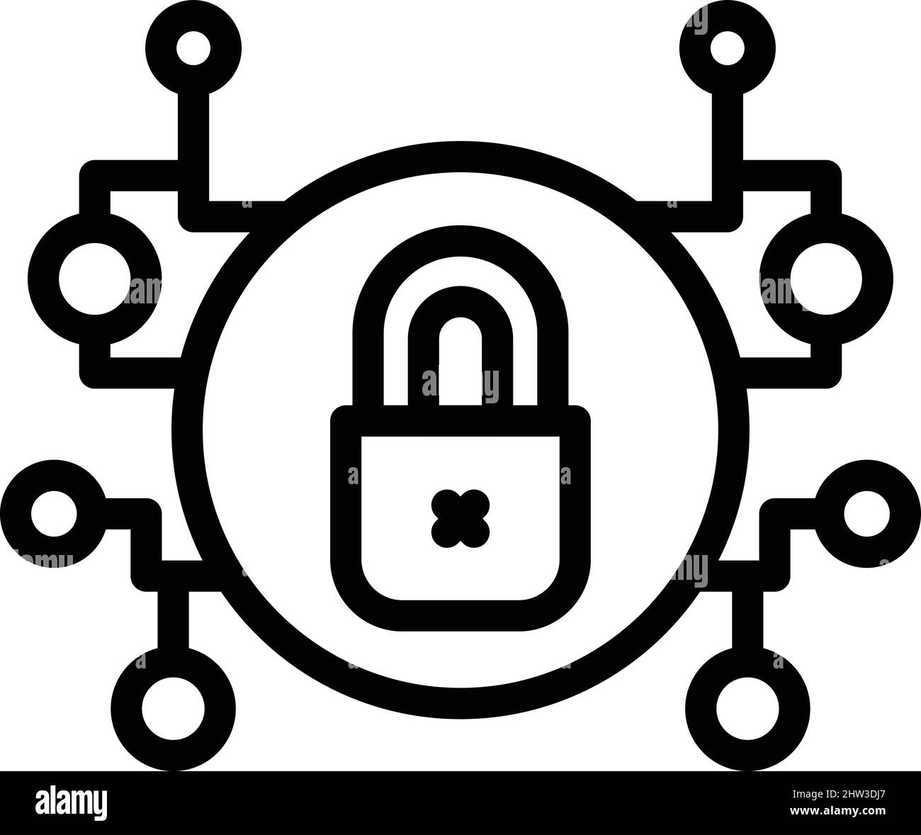 Digital lock icon outline vector. Data secure. Safety privacy Stock Vector Image & Art - Alamy