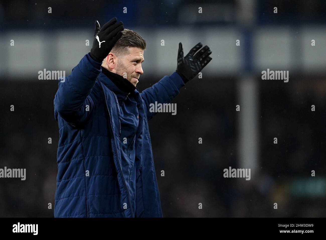 Luke Garrard manager of Boreham Wood interacts with the fans prior to ...
