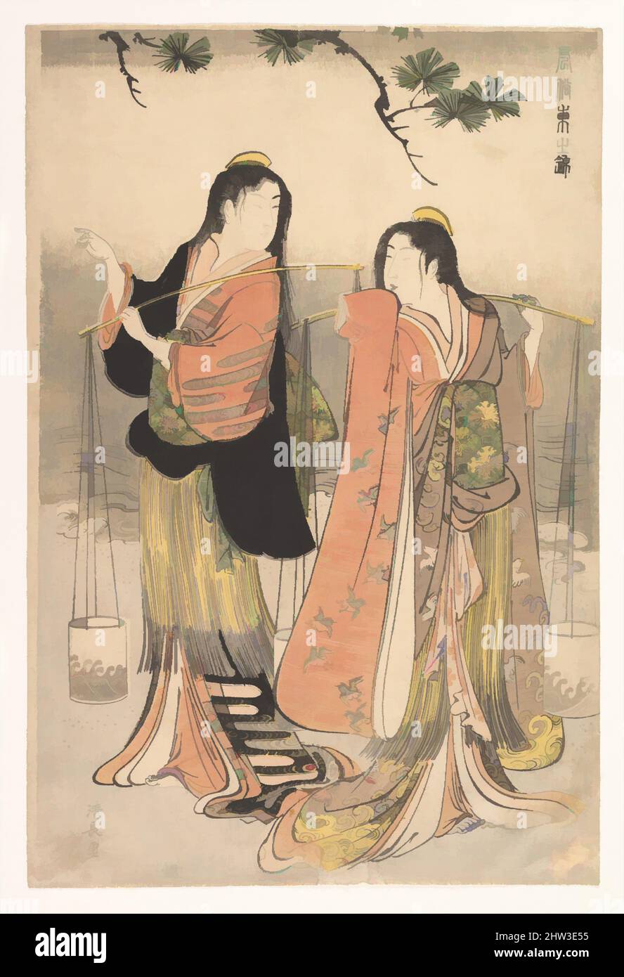 Art inspired by The Brine Maidens of Suma (Shiokumi, Suma), Edo period ...