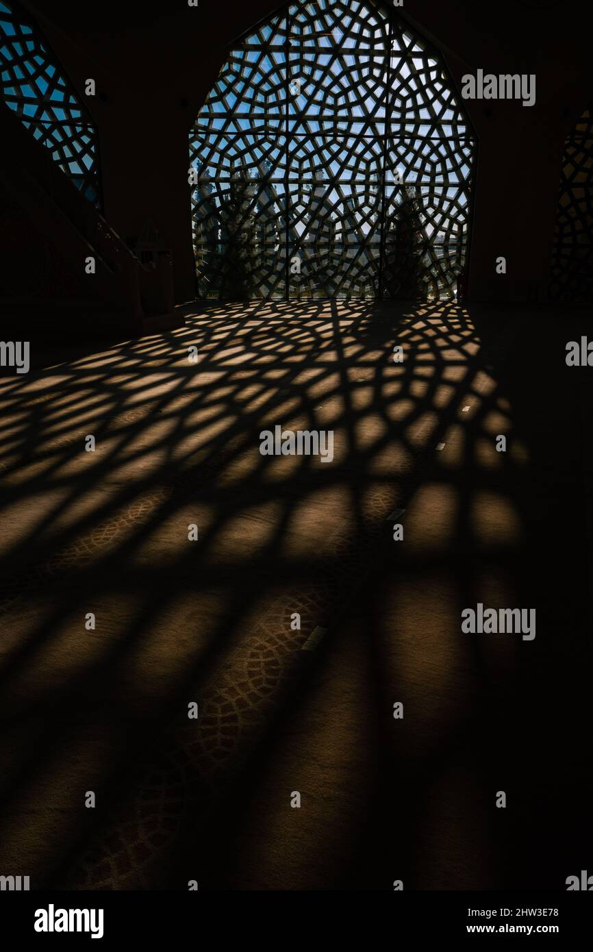 Islamic vertical background photo. Shadows of the window on the ground ...