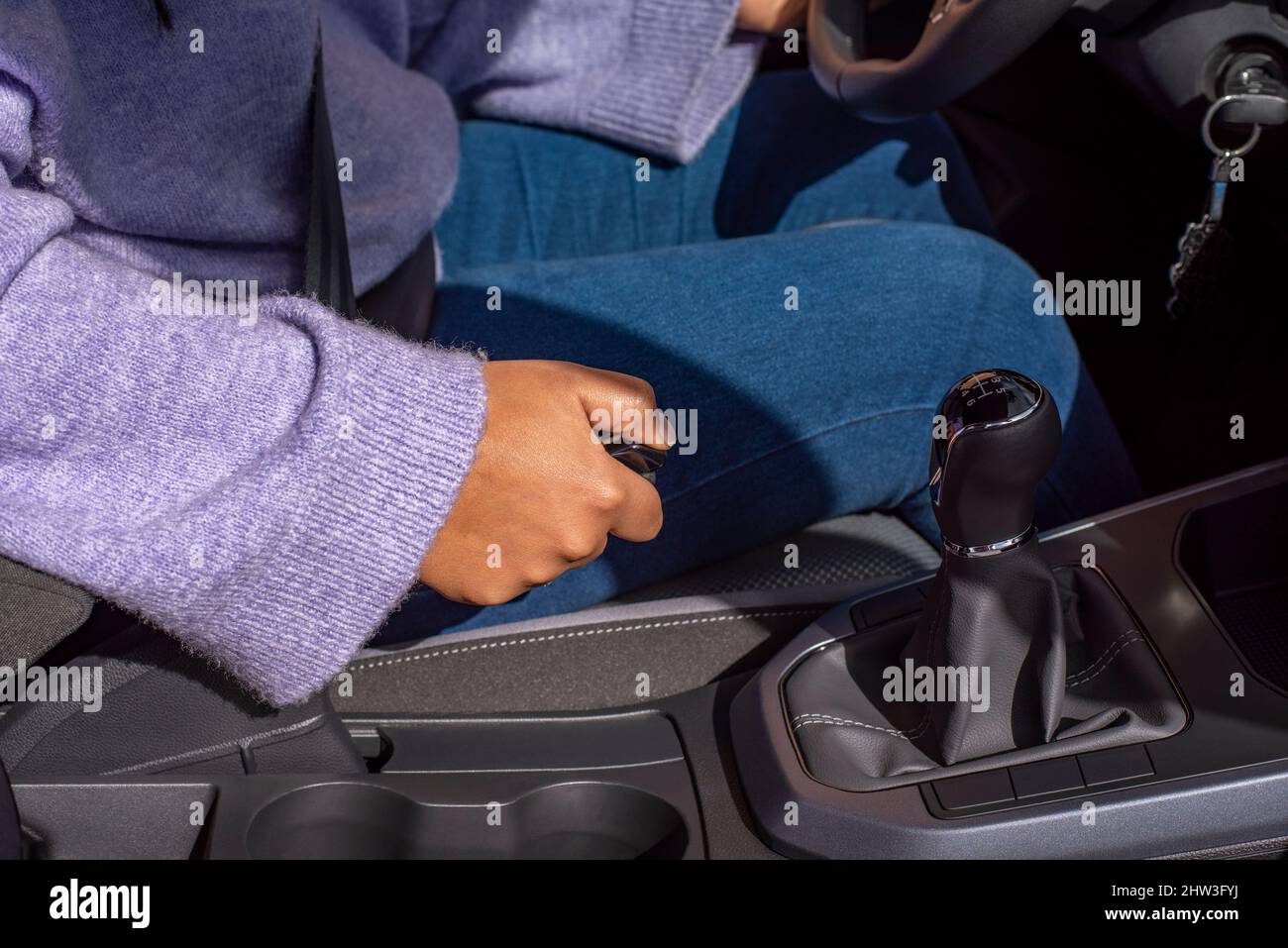 Handbrake lever hi-res stock photography and images - Alamy