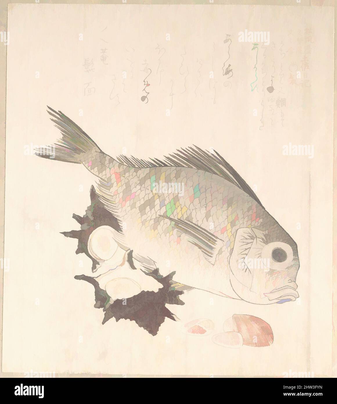Art inspired by Tai Fish and Top-Shells, Edo period (1615–1868), 19th ...