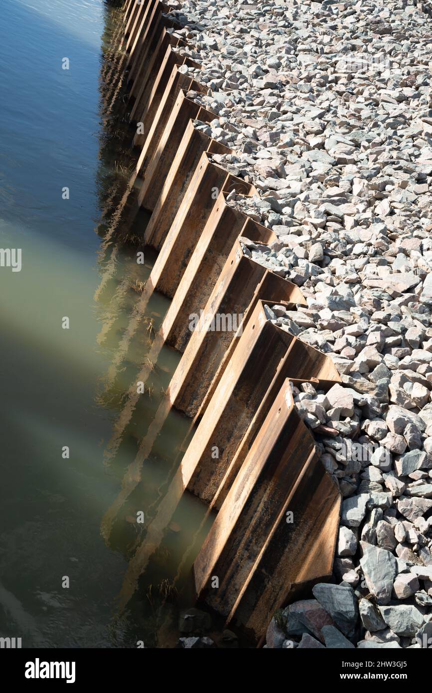 Interlocking sheet steel piling hi-res stock photography and images - Alamy