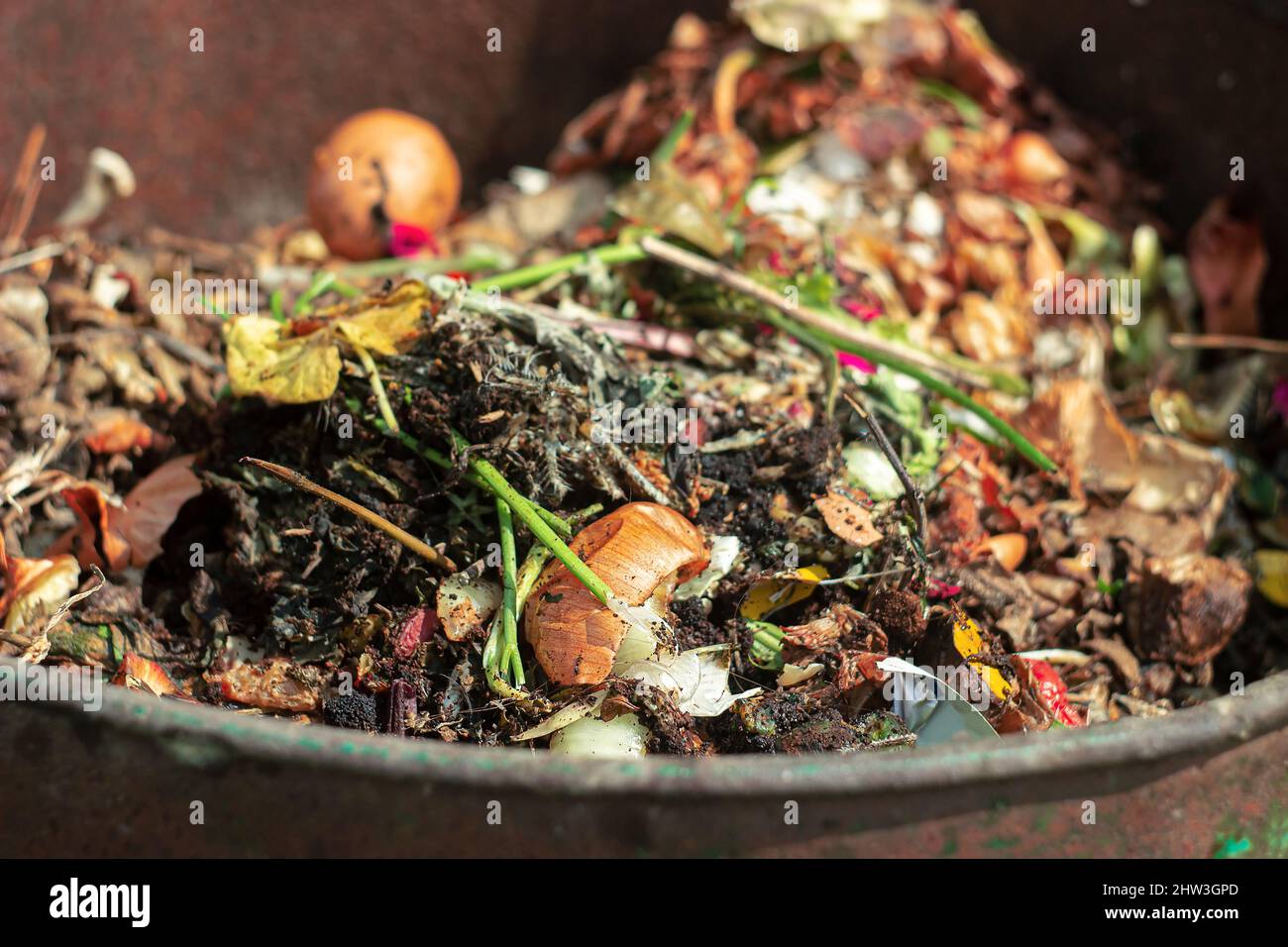 Bin filled with fresh compost Stock Photo - Alamy