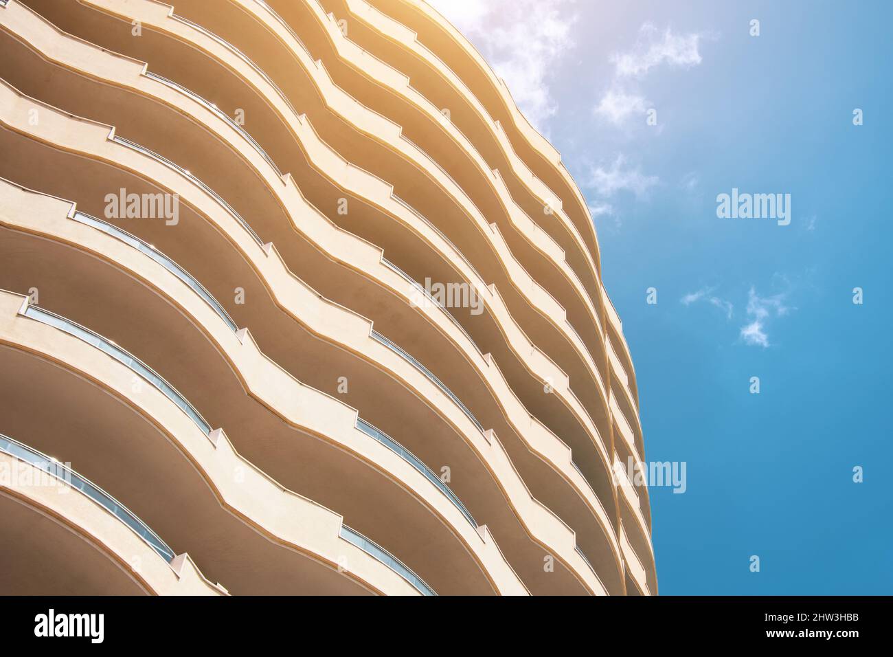 Semicircular balconies of a multi-storey high-rise building Stock Photo ...