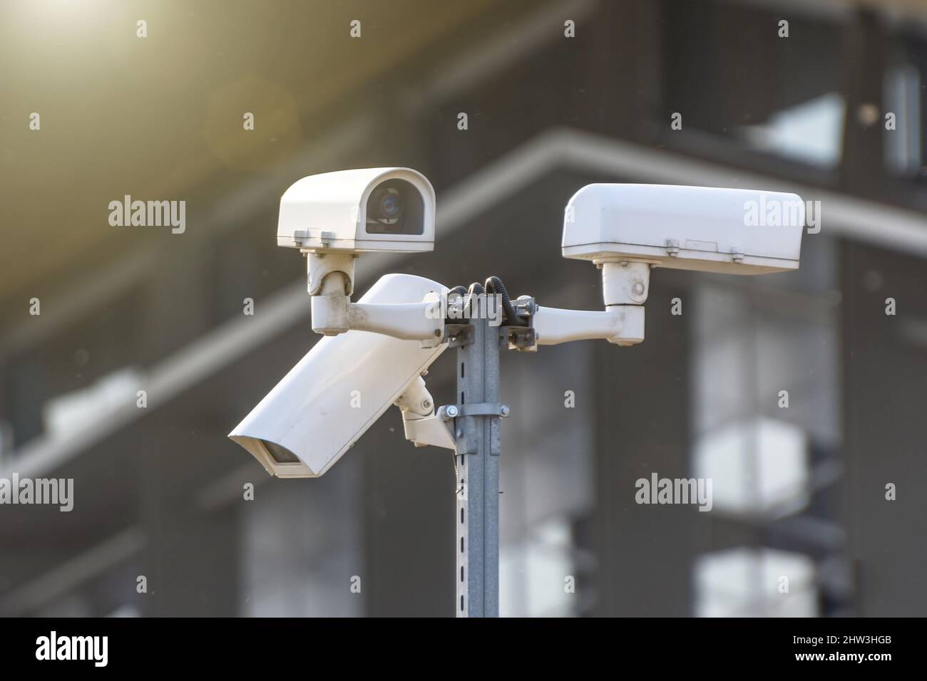 Lots of surveillance cameras to review the protected area Stock Photo ...