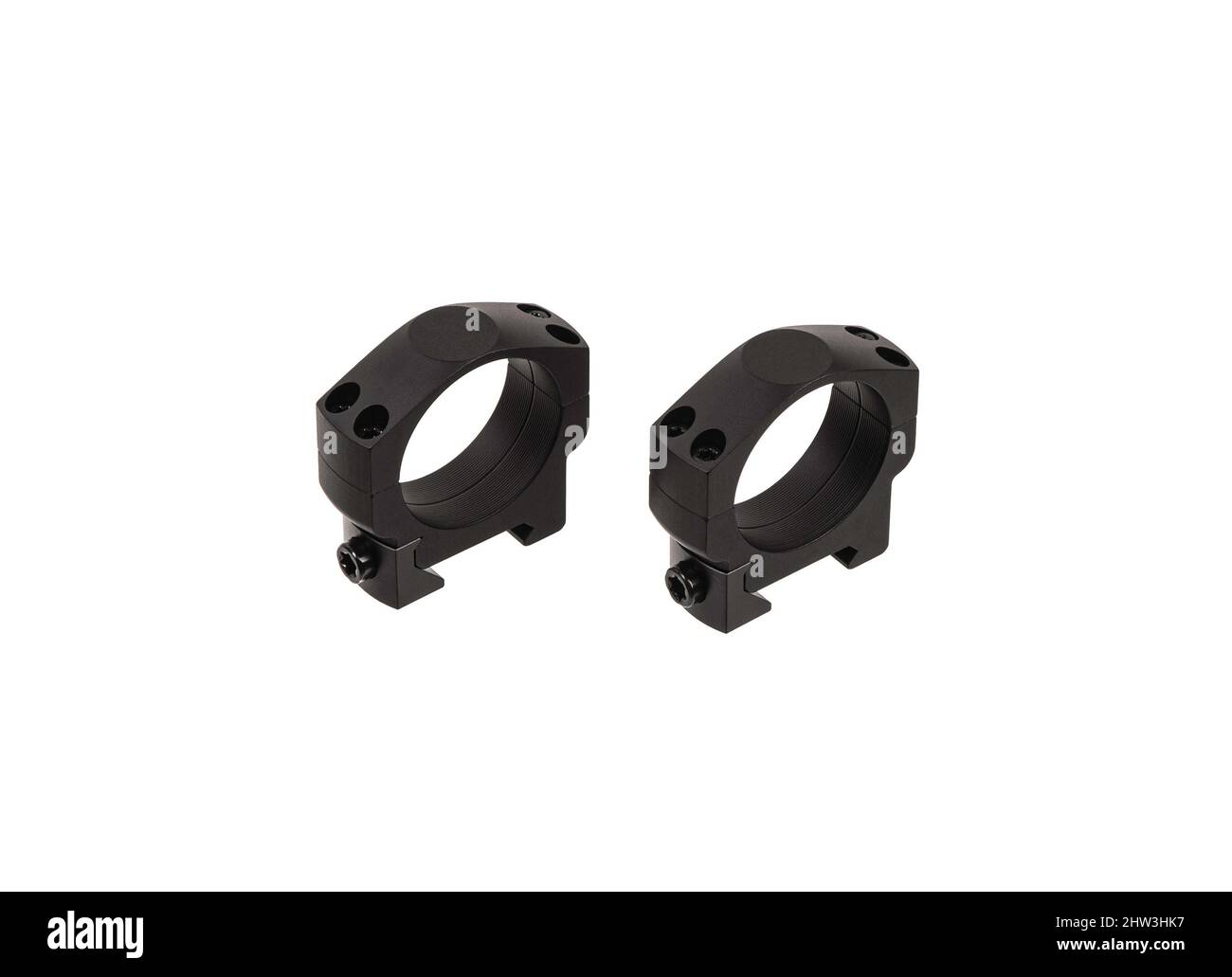 Quick disconnect mount made for holding a scope on a rifle isolated on ...