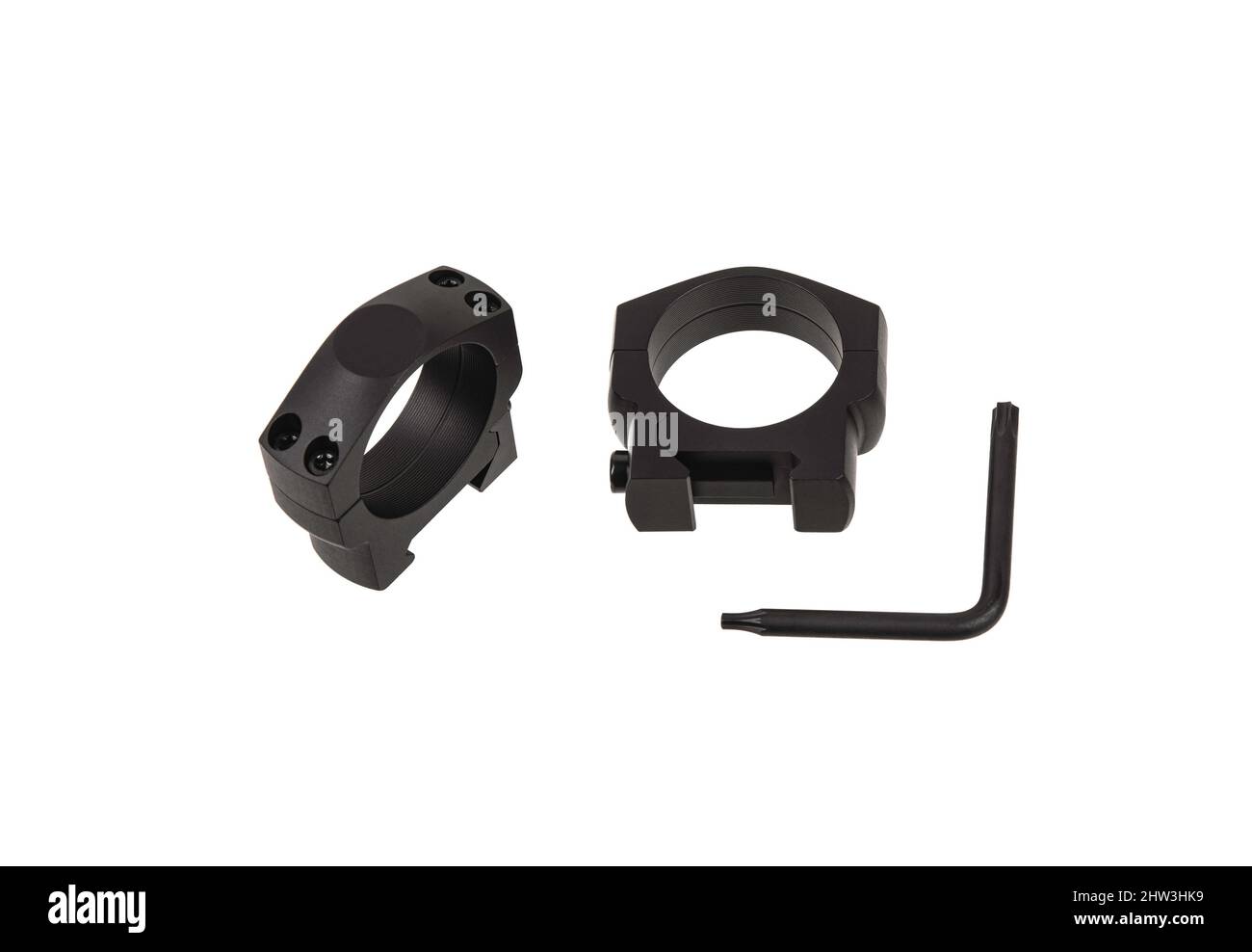 Quick disconnect mount made for holding a scope on a rifle isolated on ...