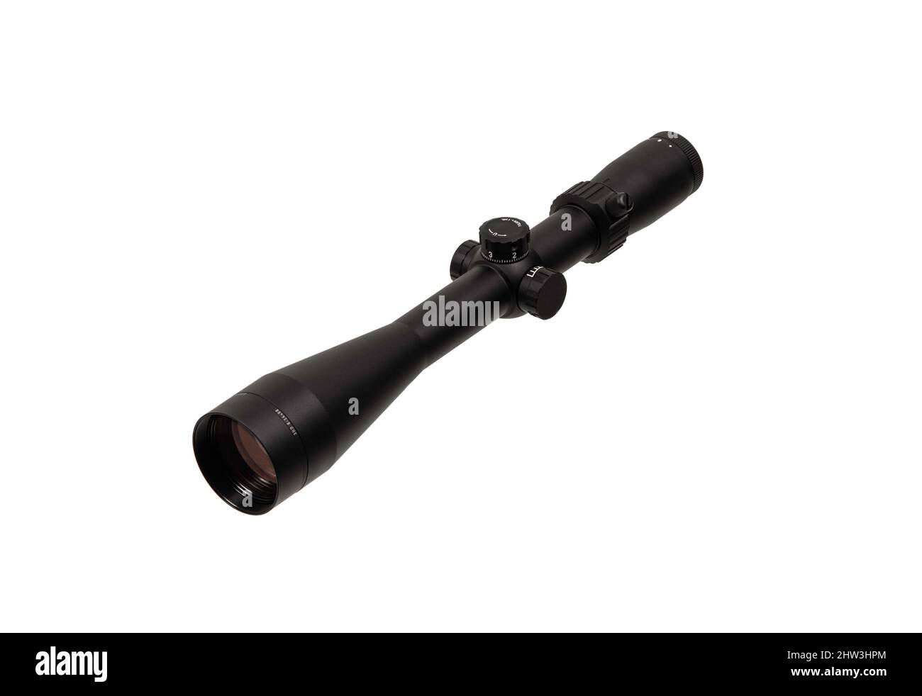 Modern black optical sight. Optical device for aiming at long distances ...