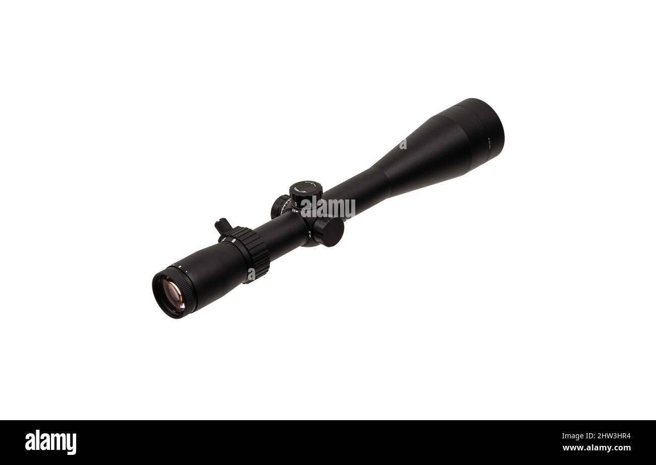 Modern black optical sight. Optical device for aiming at long distances ...