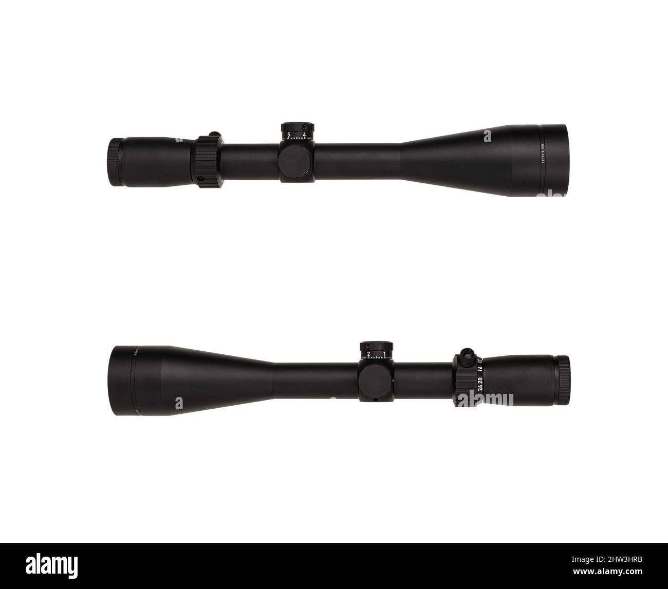 Modern black optical sight. Optical device for aiming at long distances ...