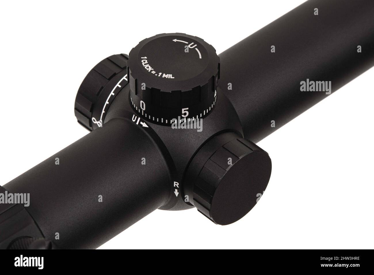 Modern black optical sight. Optical device for aiming at long distances ...