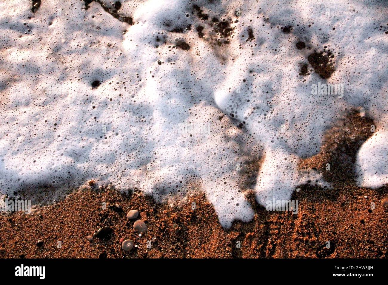 Closeup of sea foam texture on the sand at the beach Stock Photo - Alamy