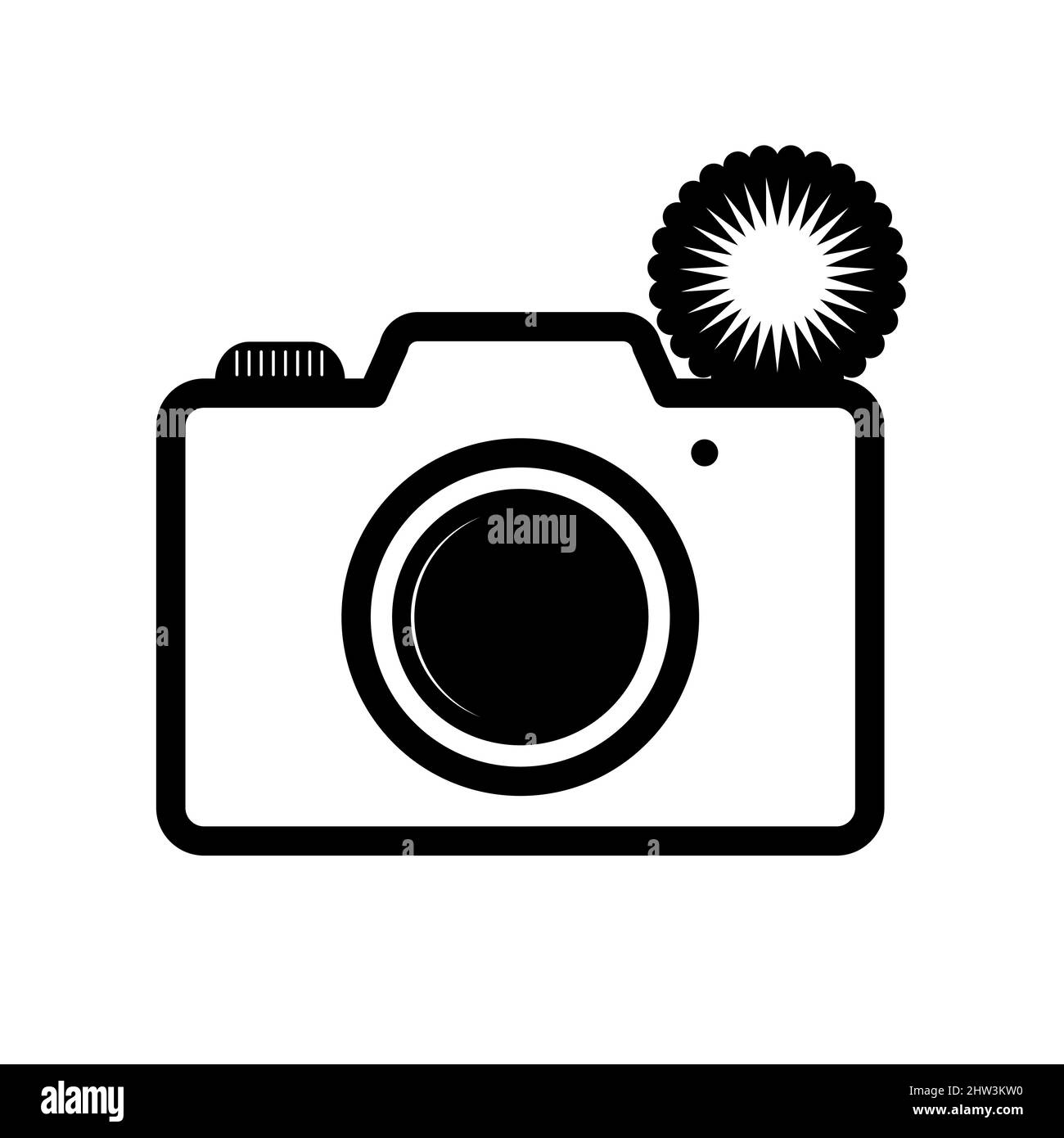 Retro photo camera with flash icon. vector illustration Stock Vector ...