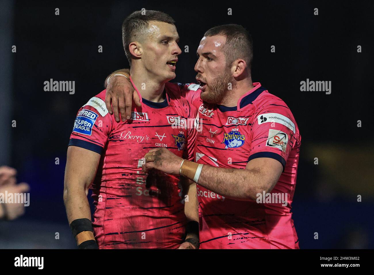 Ash Handley of Leeds Rhinos celebrates his try Stock Photo - Alamy