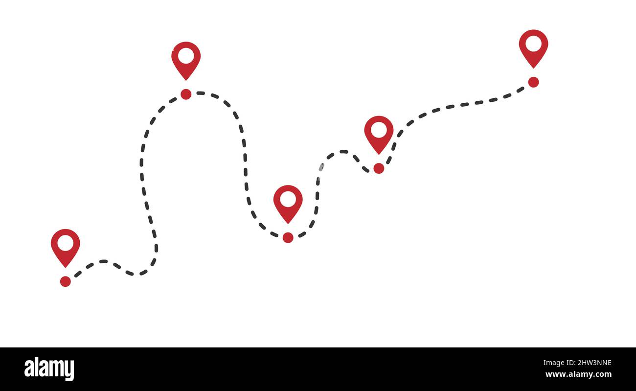 Dotted path line with red points Stock Vector Image & Art - Alamy