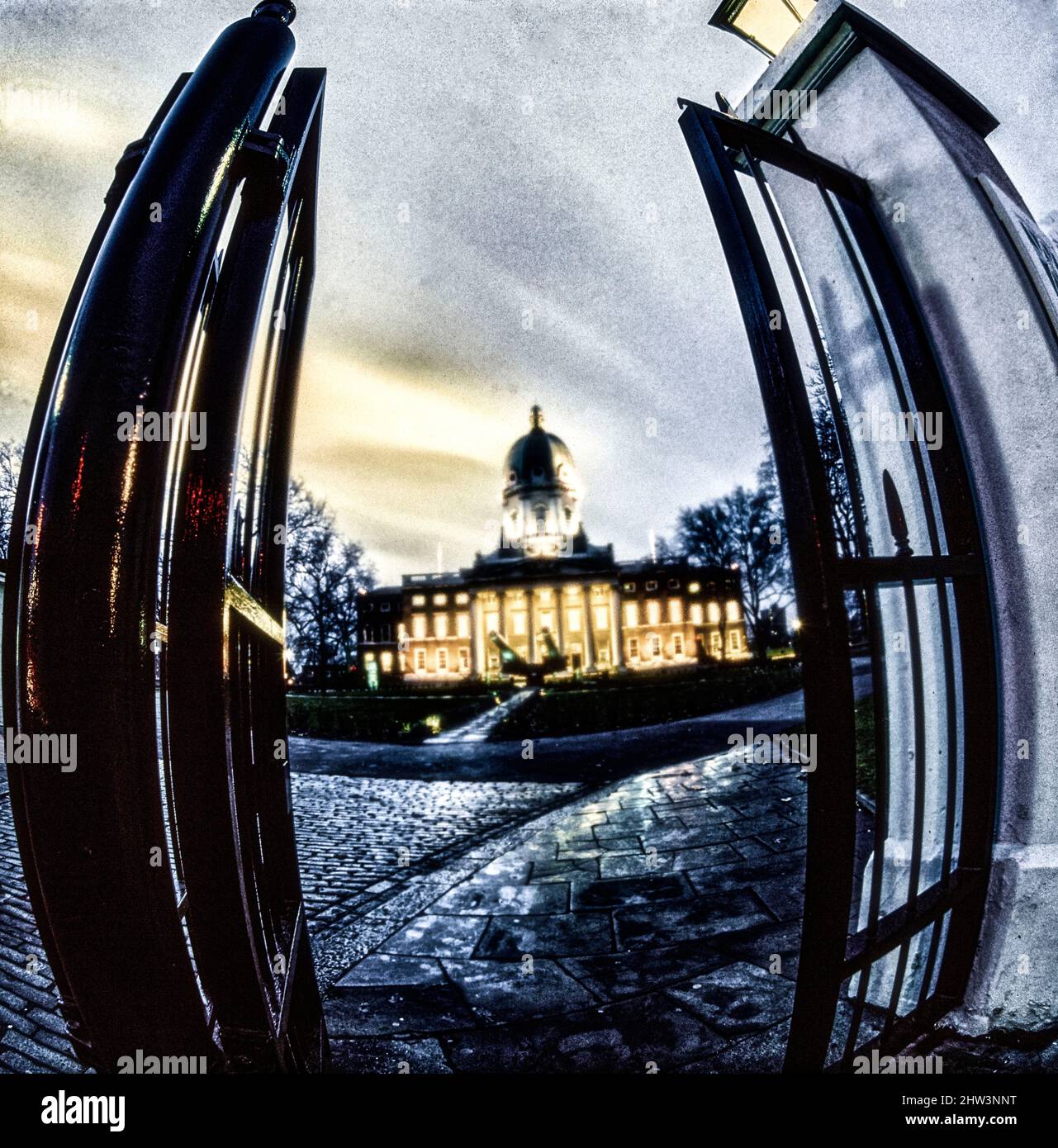 Looking through the gates of the Imperial War Museum in South London ...
