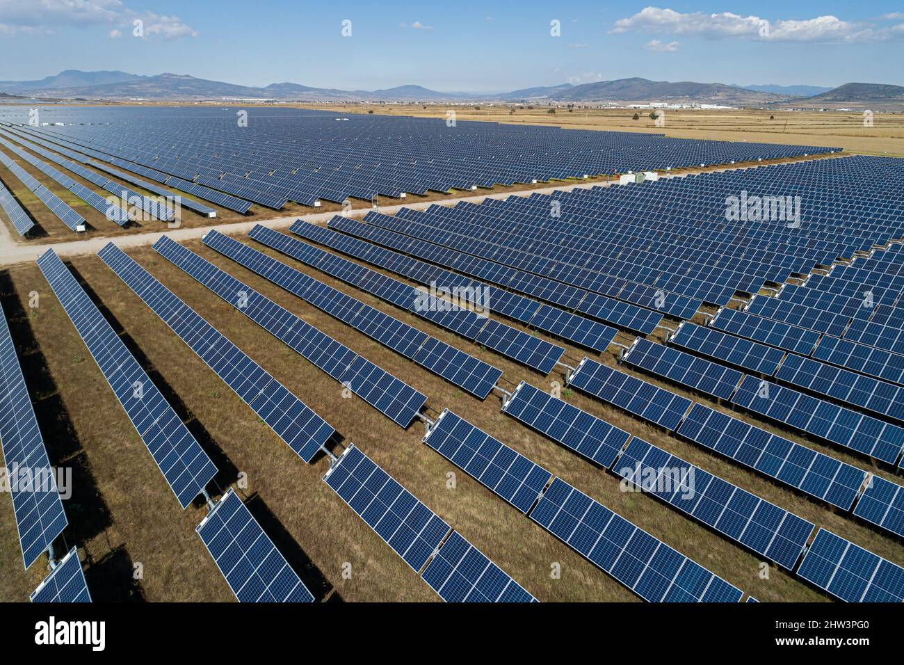 Aerial view of a solar panel field Stock Photo - Alamy
