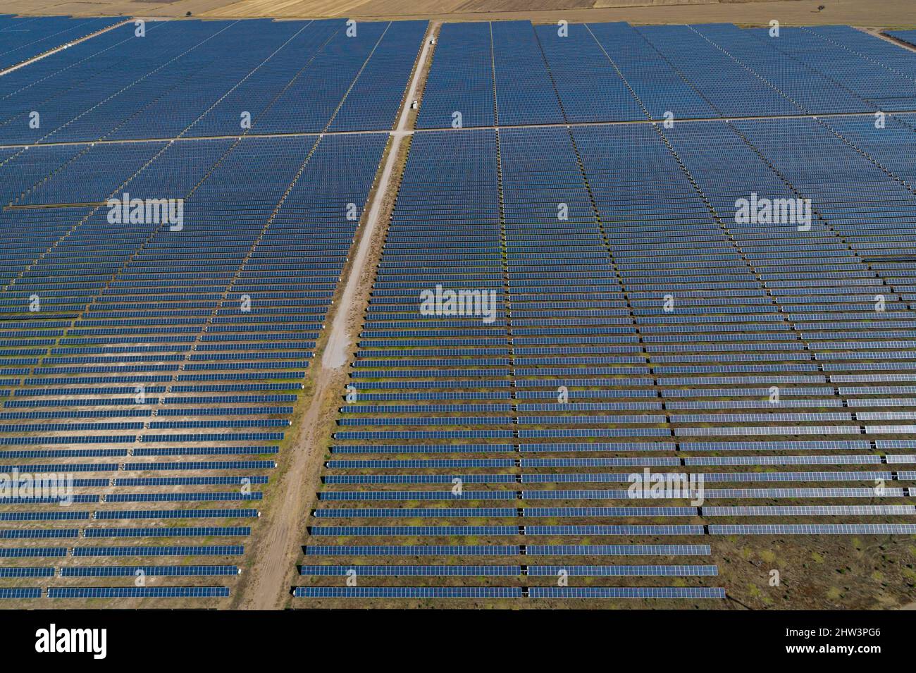 Aerial view of a solar panel field Stock Photo - Alamy