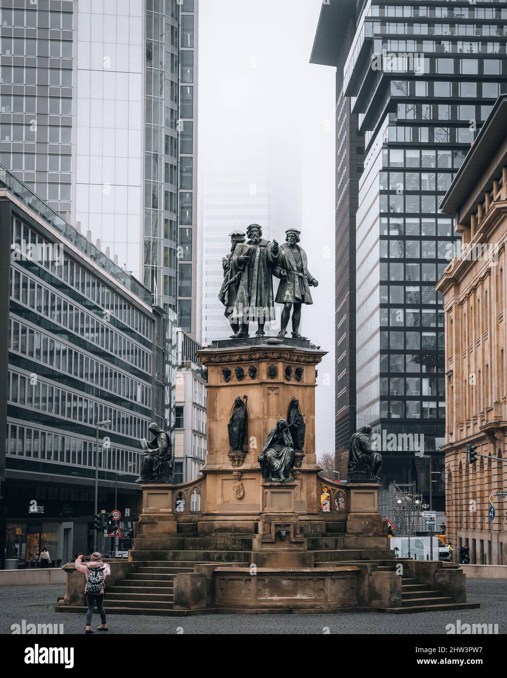Famous monument of Johannes Gutenberg in Frankfurt, Germany Stock Photo ...
