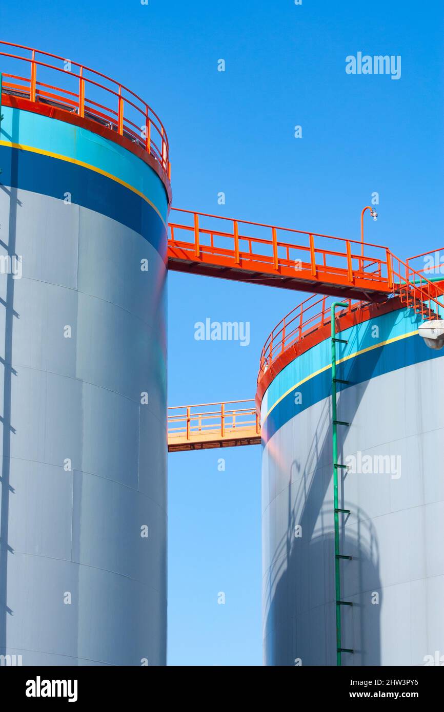 Fuel, gas storage tanks at refinery. Rising energy, gas, fuel ...