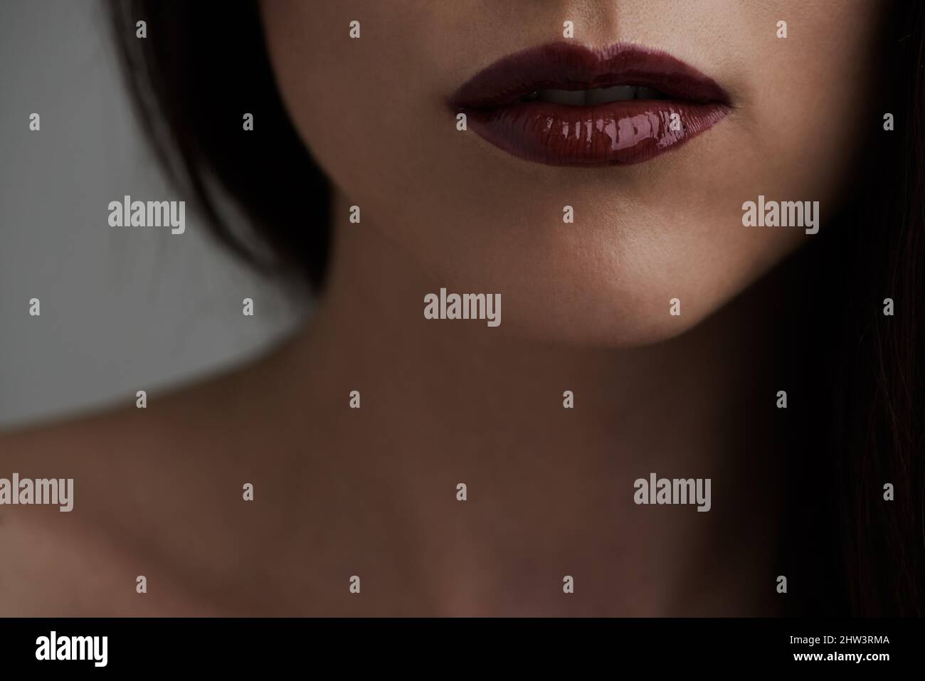 Perfect pout. Cropped beauty portrait of a young womans lips Stock ...