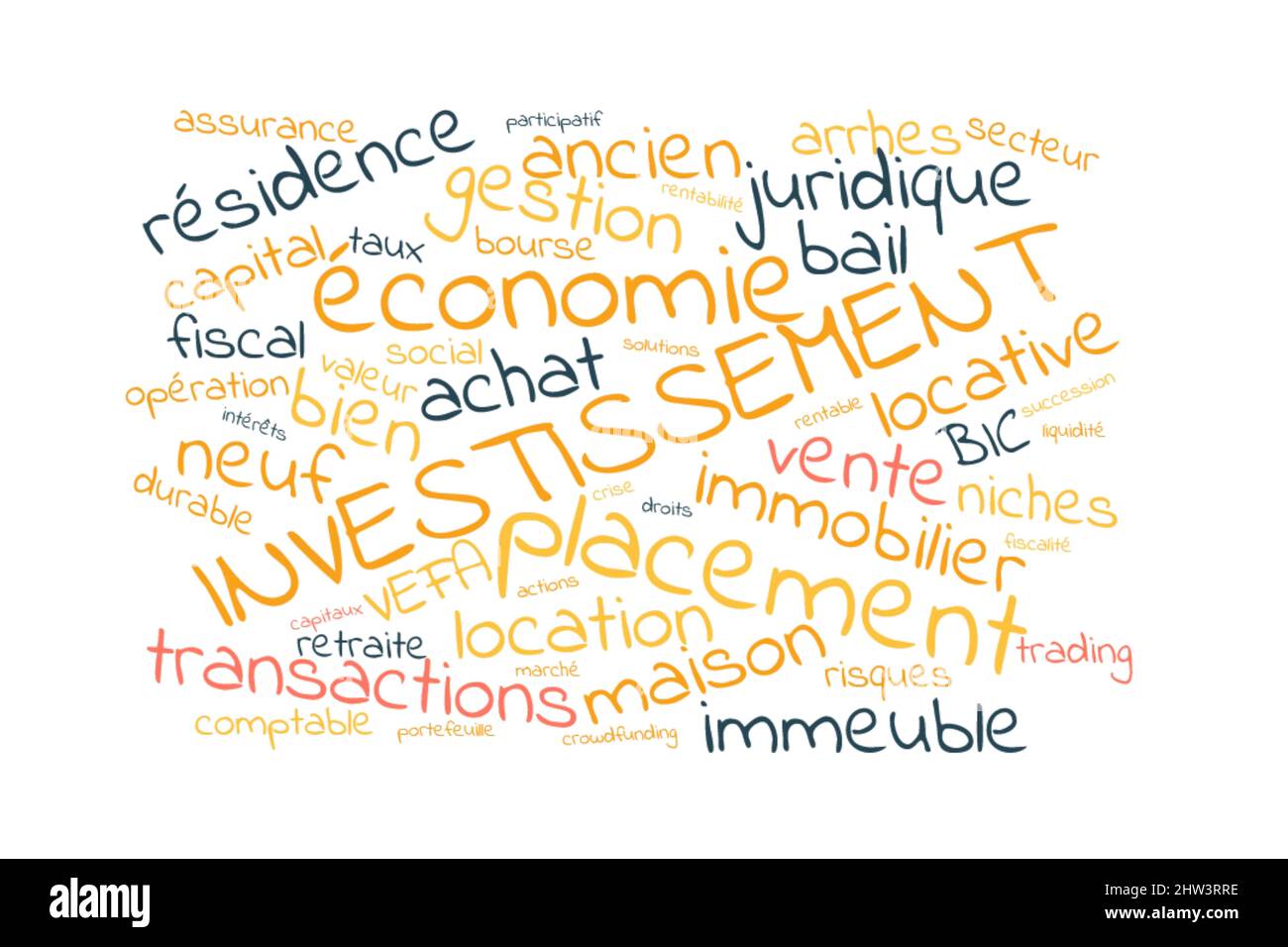 Invest word cloud vector illustration in French language Stock Photo ...