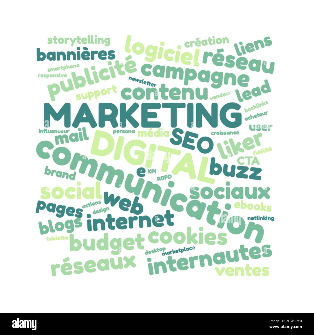 Marketing Digital word cloud vector illustration in French language ...