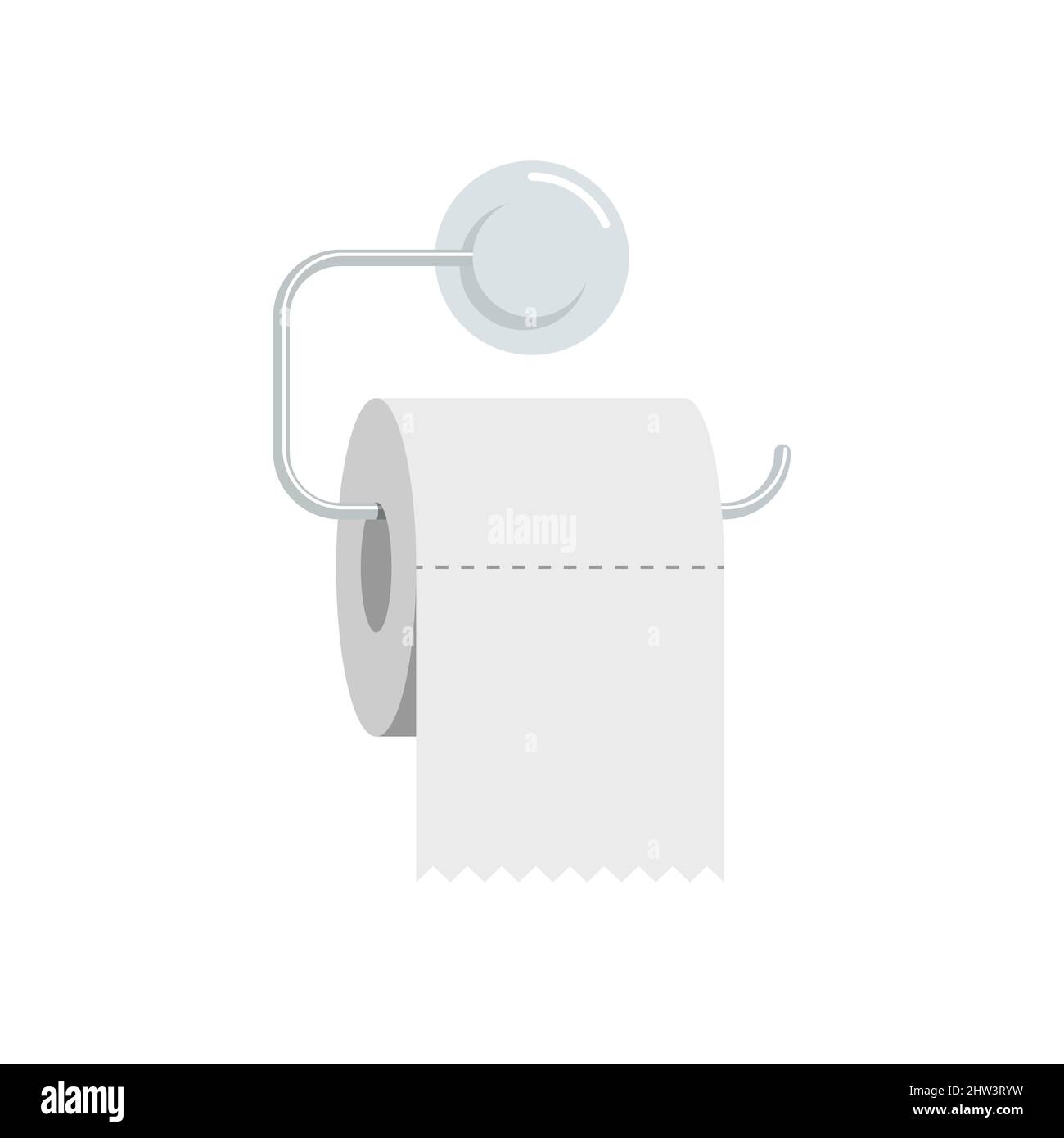 Soft clean toilet paper or hygiene napkin roll on holder. Flat vector ...