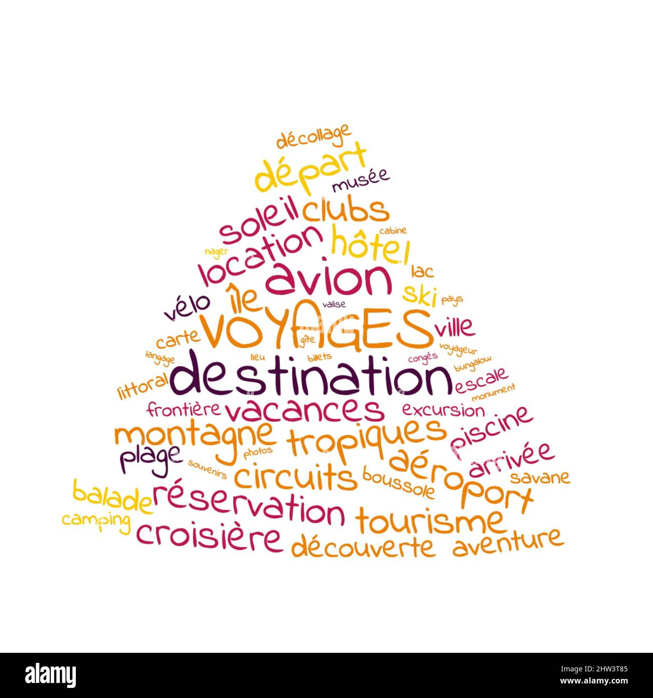 Travels word cloud vector illustration in French language Stock Photo ...