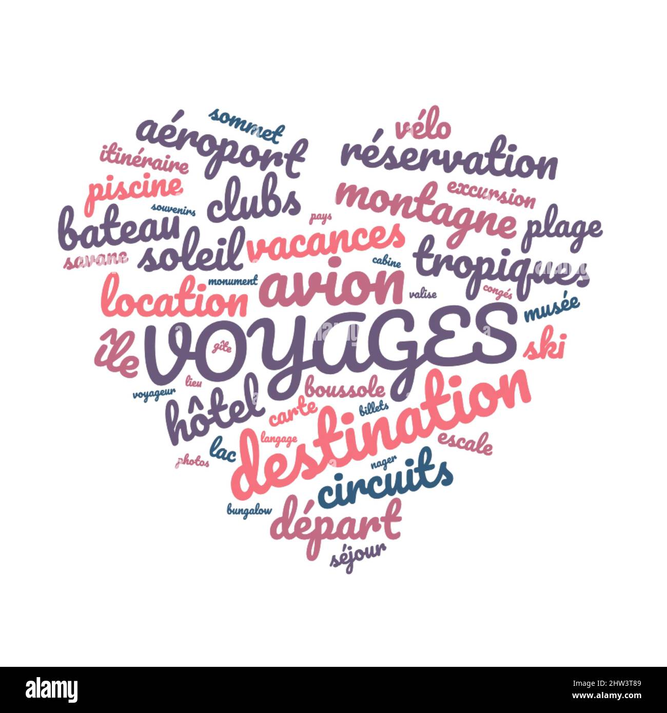 Travels word cloud vector illustration in French language Stock Photo ...