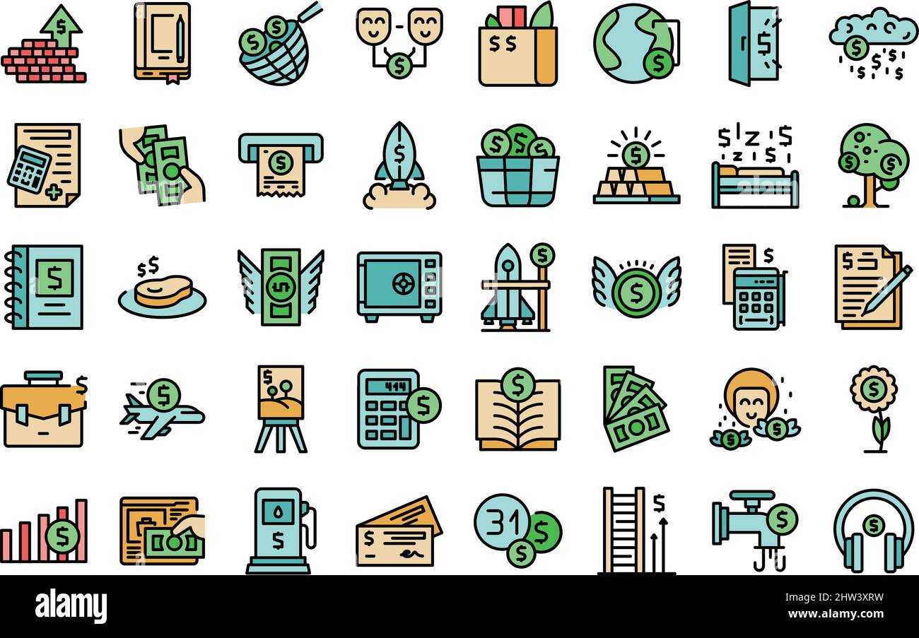 Financial freedom icon outline vector. Wealth expense. Rich money Stock ...