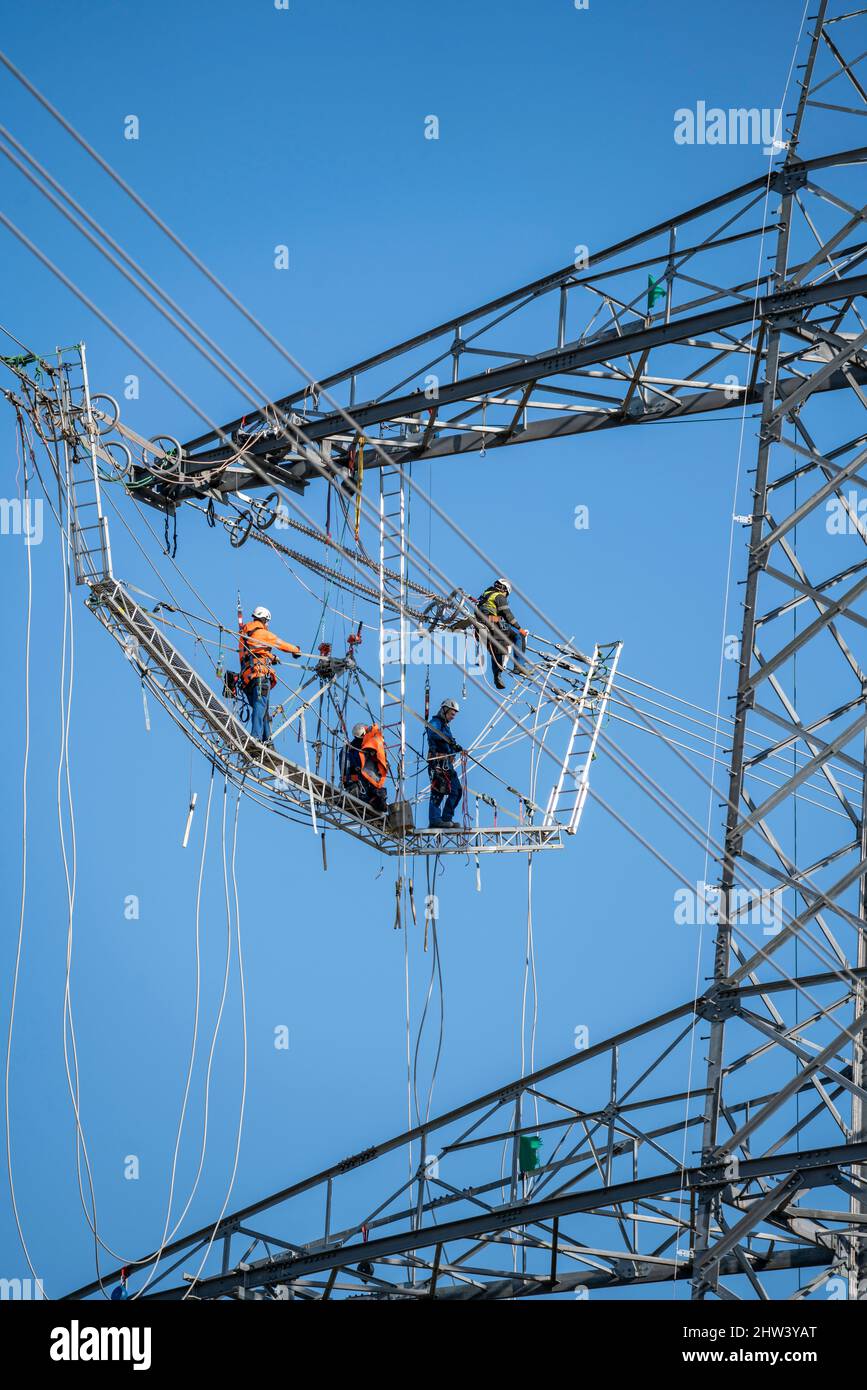 New construction of a 380 kV extra-high voltage overhead line, with 23 ...
