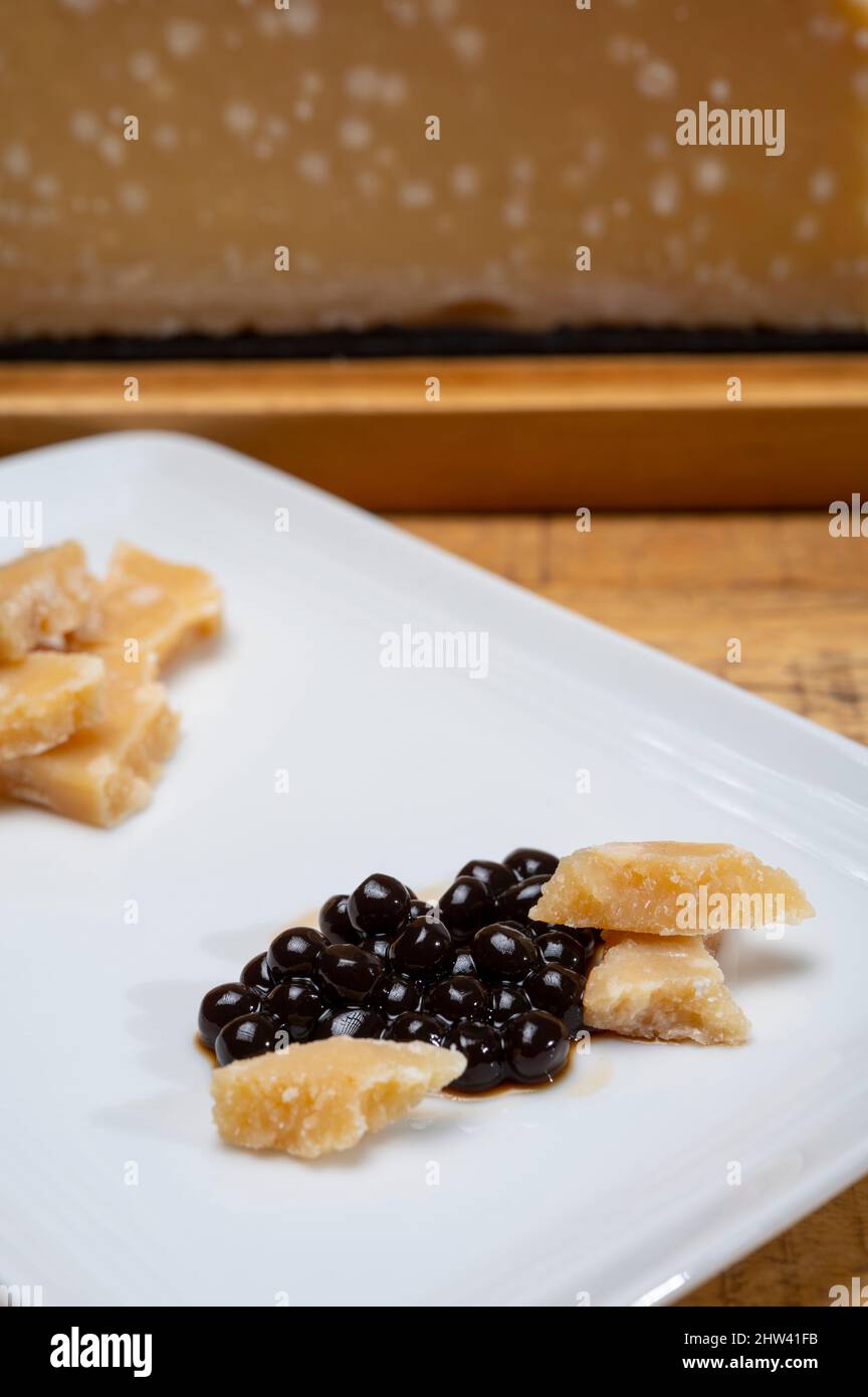 Tasting of 72 months very old Italian parmigiano-reggiano parmesan ...
