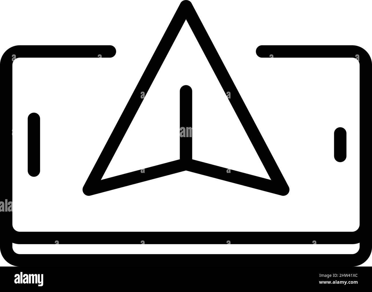 Trajectory plane icon outline vector. Path launch. Motion pin Stock ...